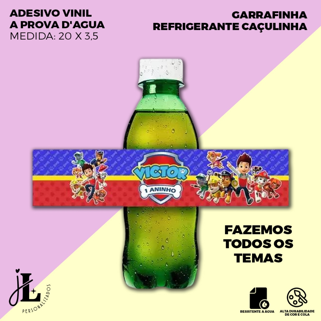 Rótulos Adesivos 20 X 3,5cm Personalizados Para Refrigerante Caçulinha ...