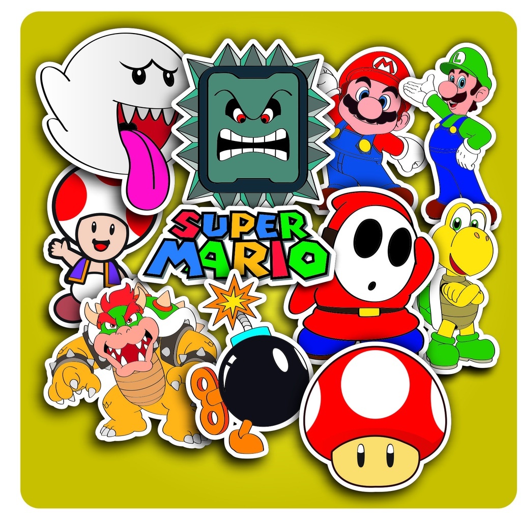 Kit Pack Adesivos Vinil Sticker Mario Bros Variados 11 peças | Shopee ...
