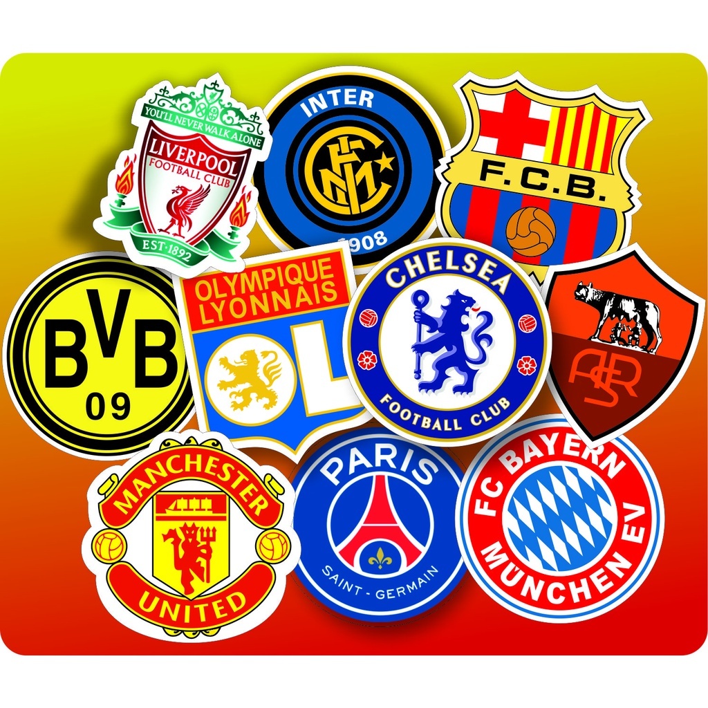 Adesivos Times Futebol Internacional Escudo Kit Pack Vinil 10 peças ...