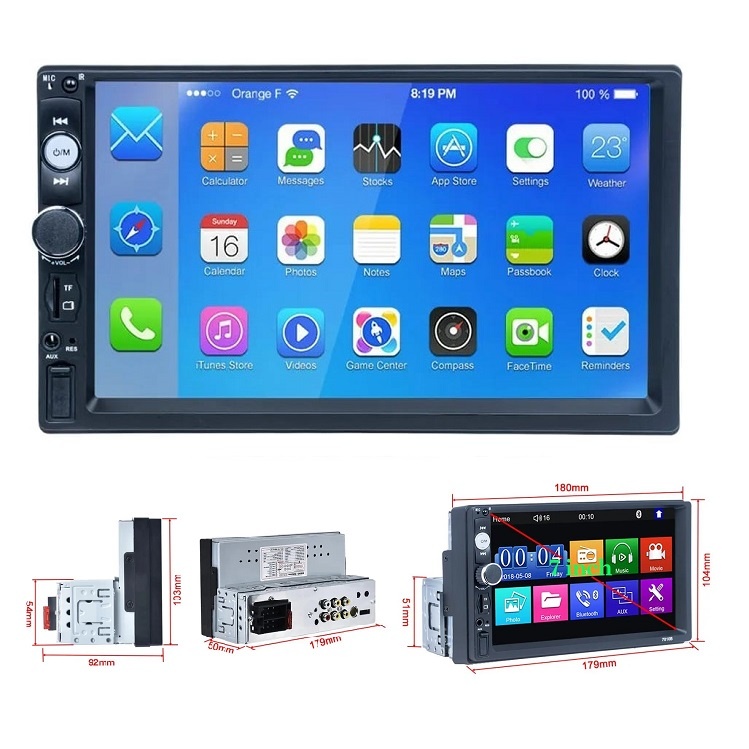 Central Multimídia MP5 1Din Com tela de 7, Bluetooth, USB, Espelha o Celular - Instale no mesmo ...