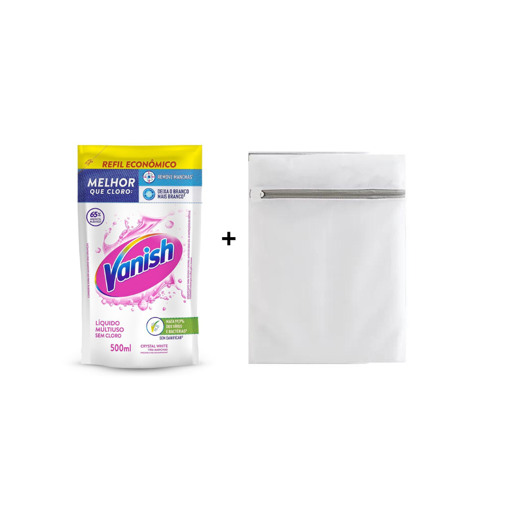 Vanish Tira manchas Crystal White Multiuso Sachê 400 mL + Sacos ...