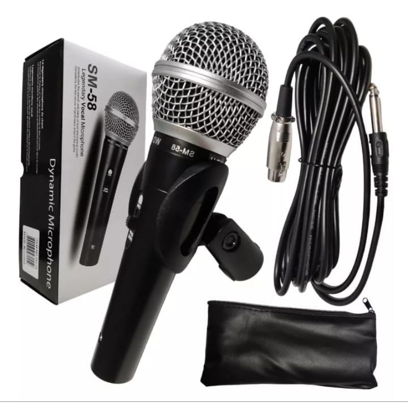 Microfone Profissional sm58 com fio completo igreja dj festa karaoke ...