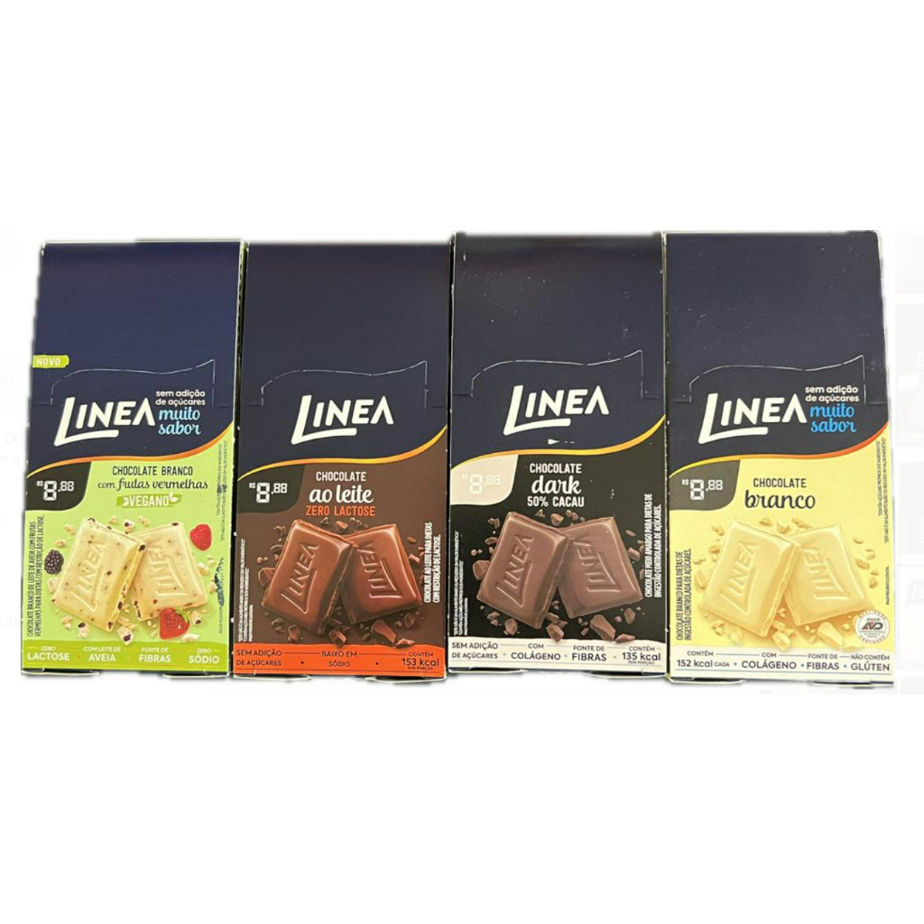 Linea Chocolate Todos Sabores Ao Leite, Branco, Vegano, Dark e Zero ...