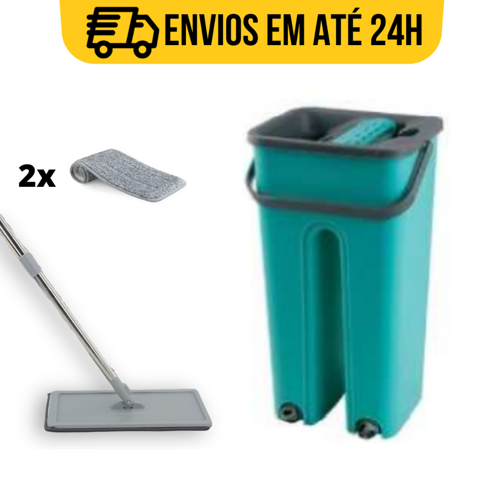 Mop Flat Quadrado Lava E Seca Com Balde De 5 Litros | Shopee Brasil