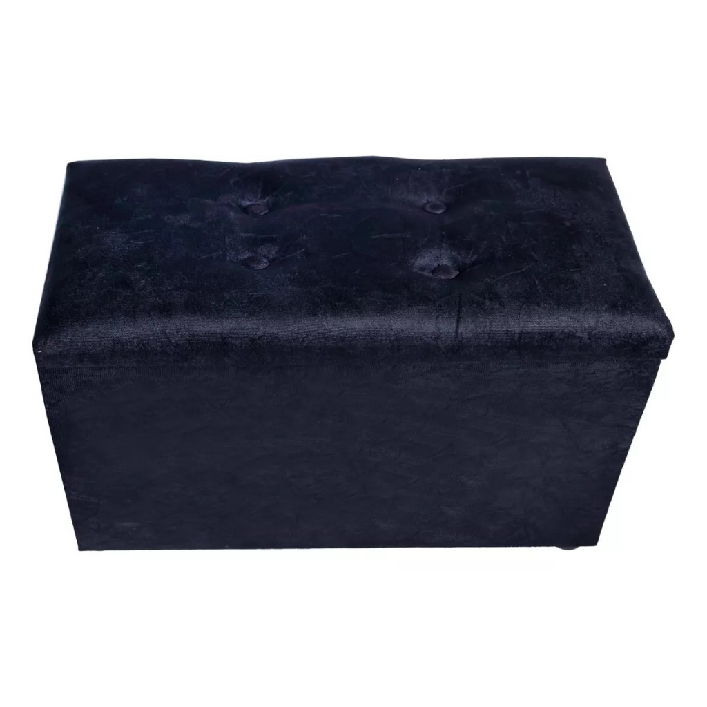Puff Bau Preto em Suede para Organizar e Decorar o Ambiente | Shopee Brasil