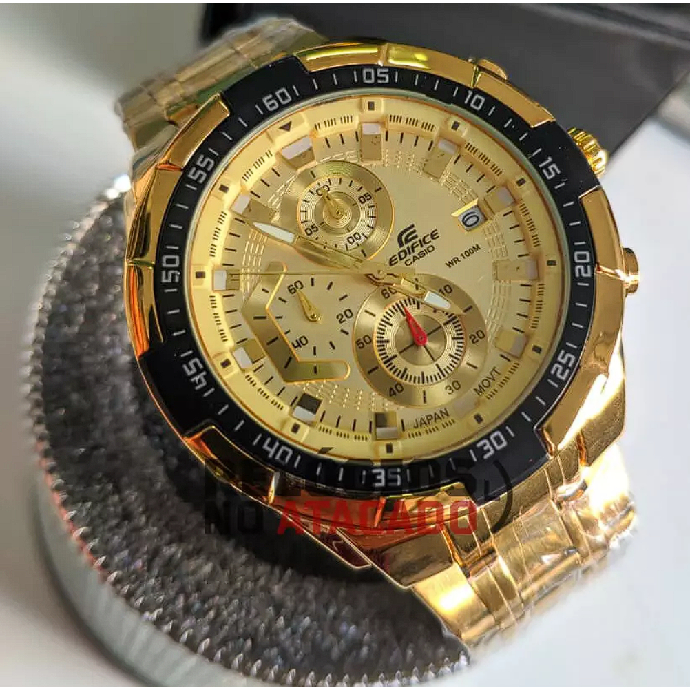 Relógio Casio Edifice Dourado com caixa premium - a prova dagua (100% ...