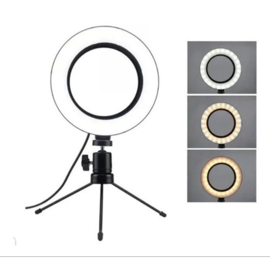 Ring Light De Mesa 6 Polegadas 16cm com Tripé - 3 Tons | Shopee Brasil