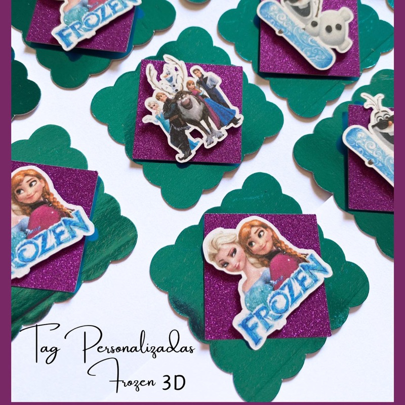 10 Tag luxo Personalizada Tema Frozen quadrada | Shopee Brasil