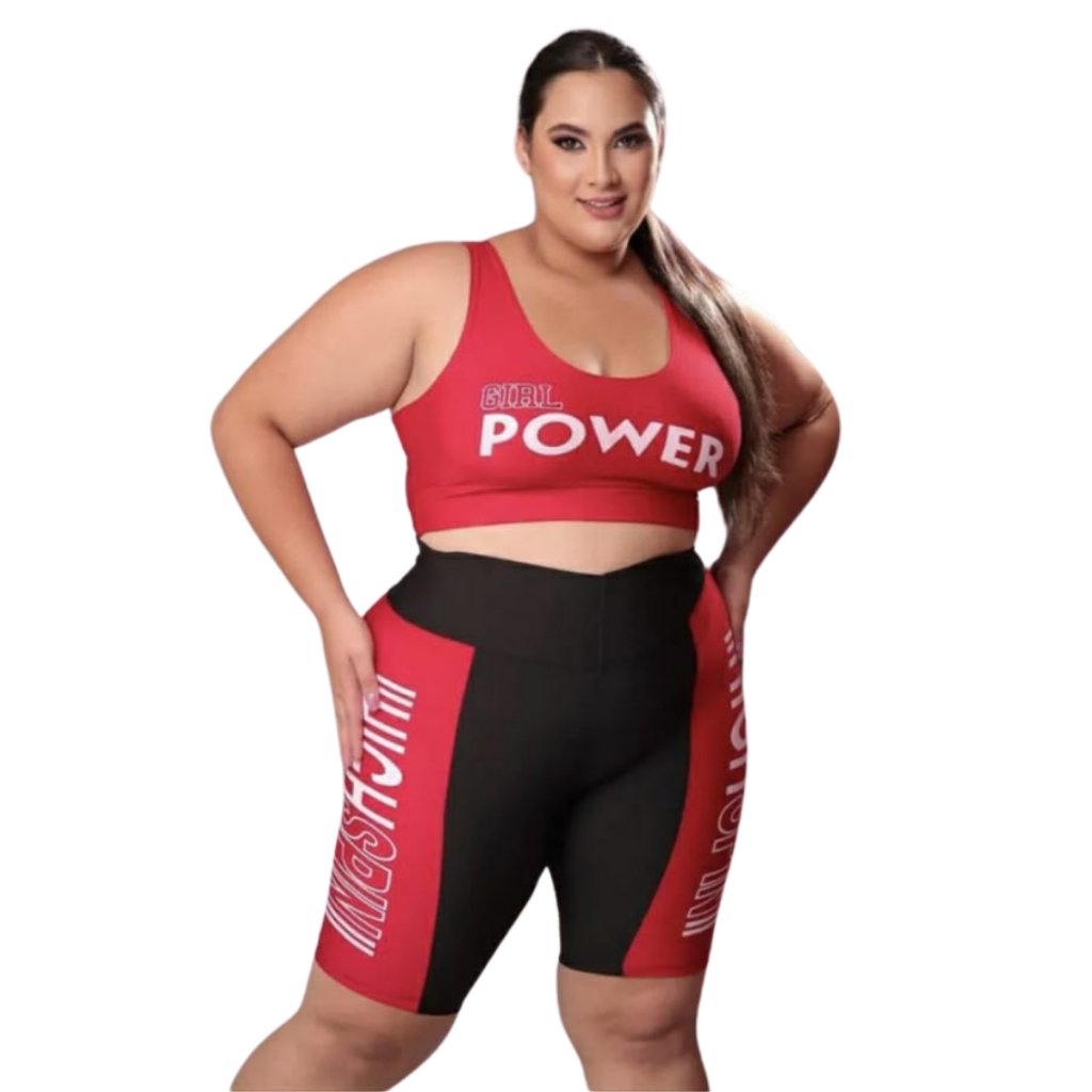 Conjunto Academia Plus Size Fitness Feminino e Short e Top Slim Suplex ...