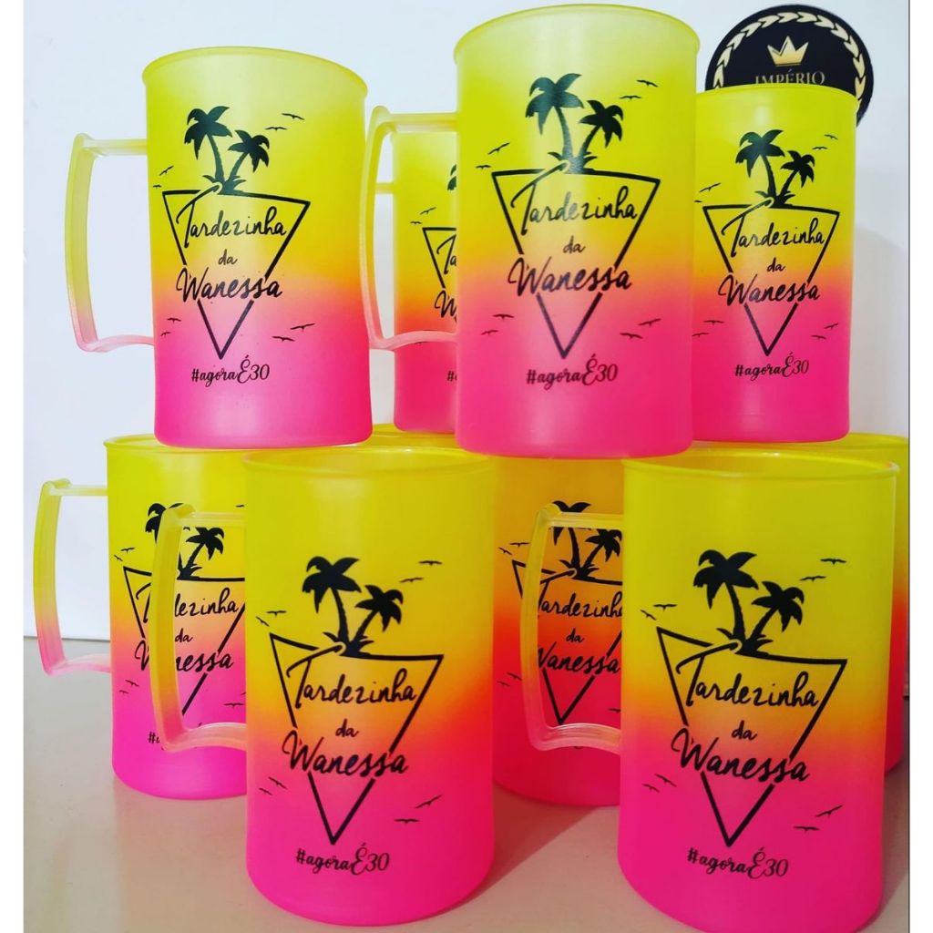 kit 25 Canecas de Chopp Bicolor 430 ml Degradê Personalizadas | Shopee Brasil