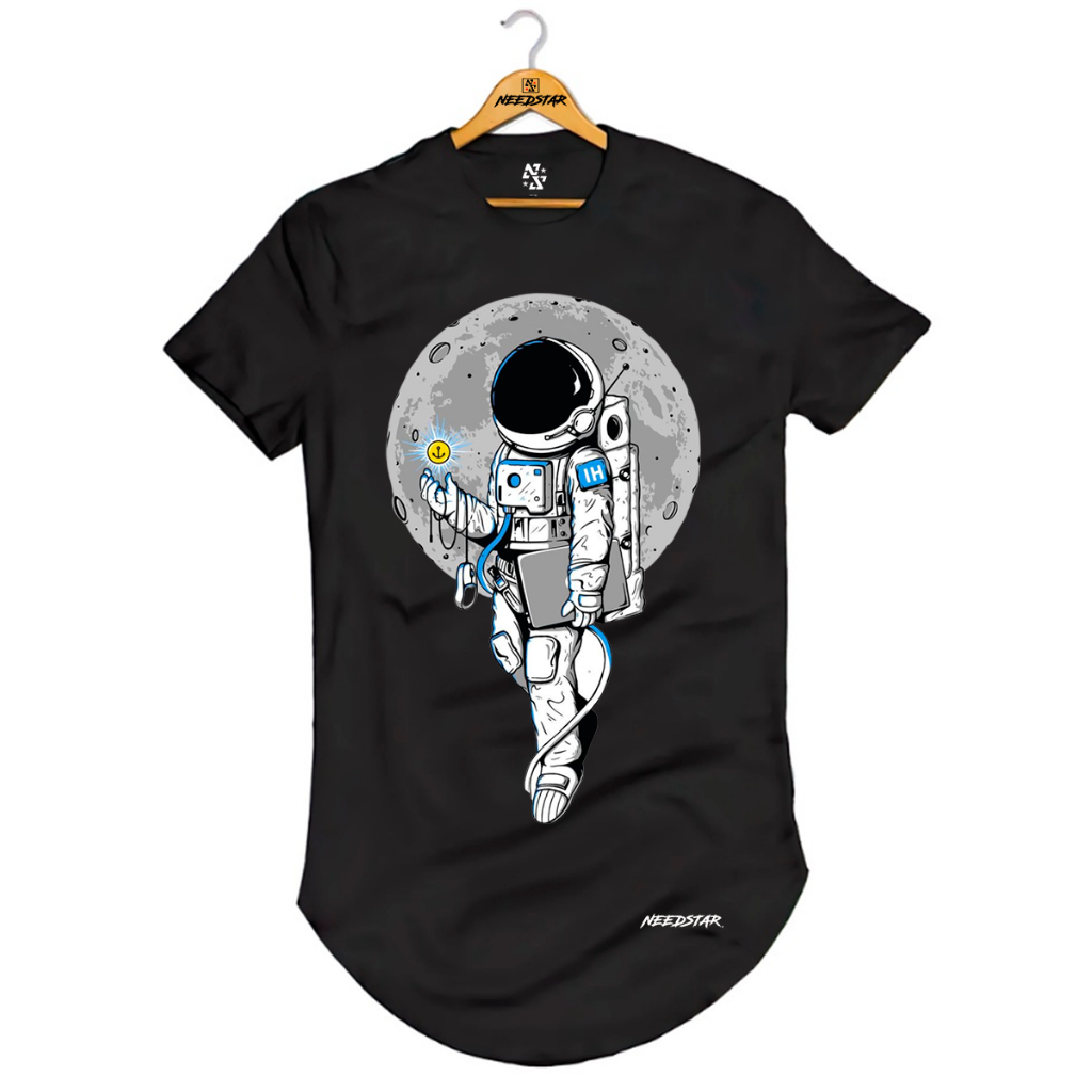 Camisa Camiseta Longline Needstar Masculina Astronauta Lua | Shopee Brasil