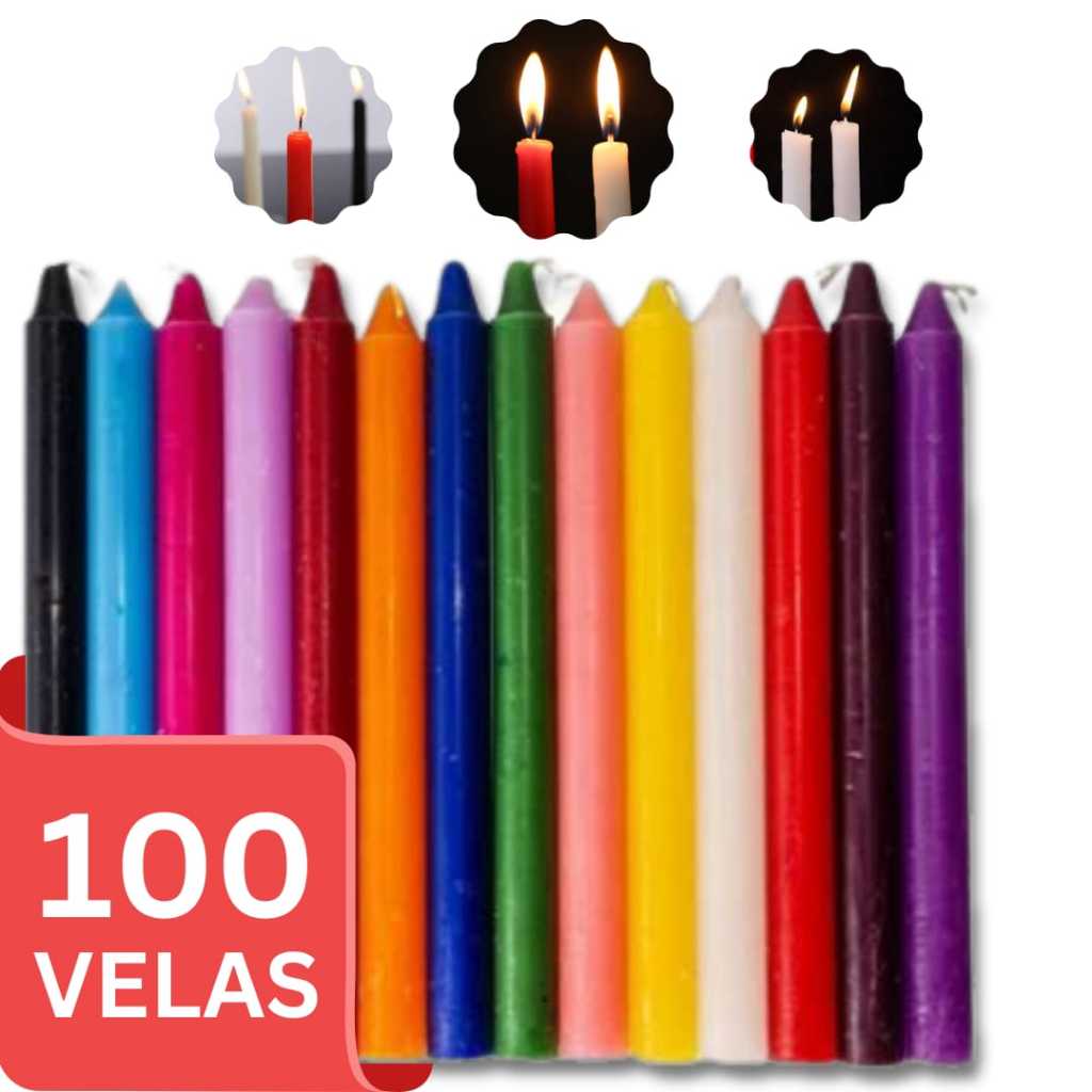 Caixa com 100 velas palito coloridas 18g | Shopee Brasil