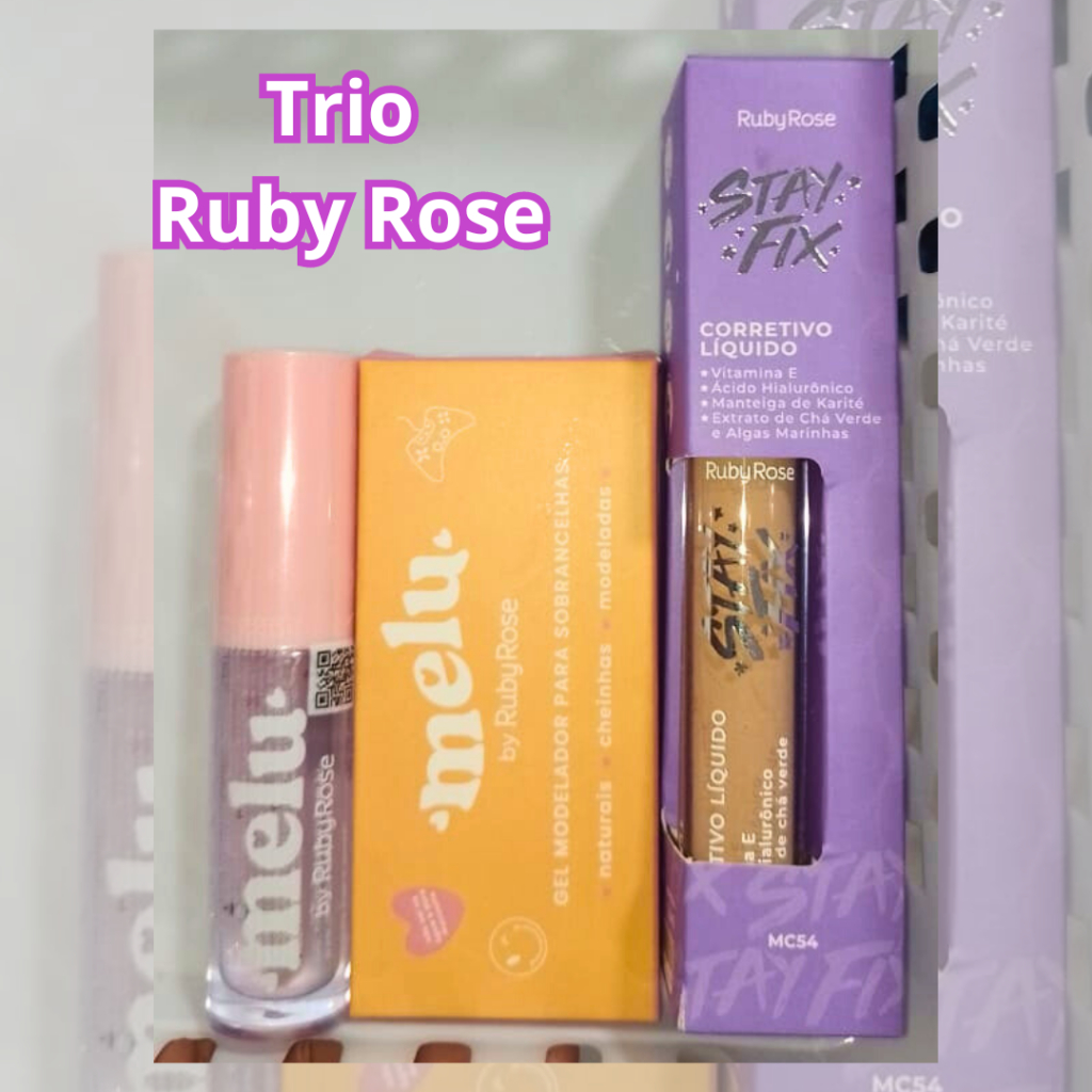 KIT RUBY ROSE/LIP OIL PITAYA +PASTINHA DE SOBRANCELHA+CORRETIVO STAY ...