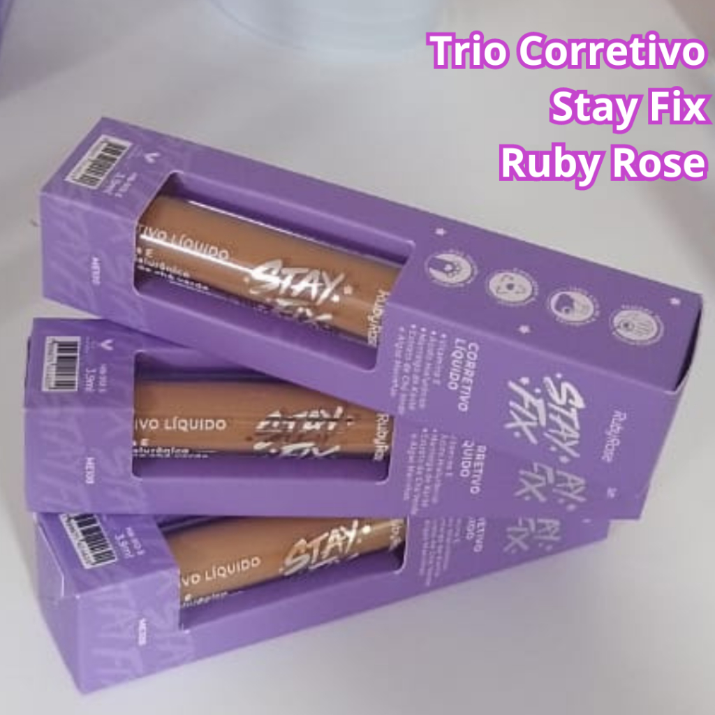 KIT RUBY ROSE- 3 CORRETIVO STAY FIX (TONALIDADES: MC54/ ME100/ME110 ...