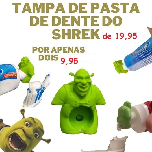 Tampa Pasta de Dente Coco Shrek (Meme) Creme Dental Ogro Shrek 2 Itens ...