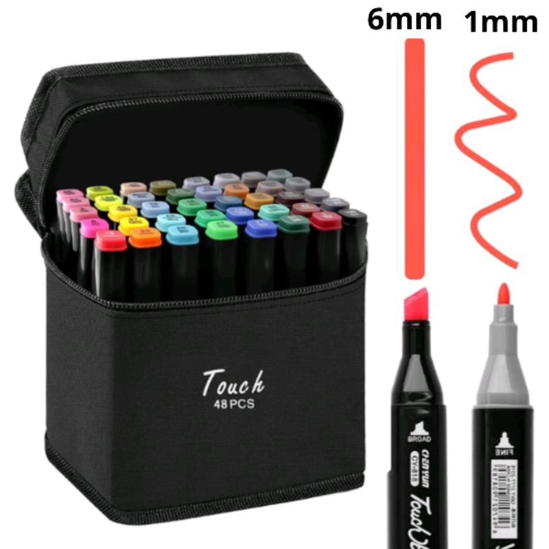 Estojo Caneta Marcador 24 36 48 Para Colorir Professional Ponta Dupla ...
