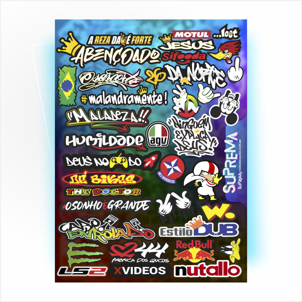 Adesivo Para Moto Bike Carro - 1 Cartela com 36 Adesivos - Suprema ...