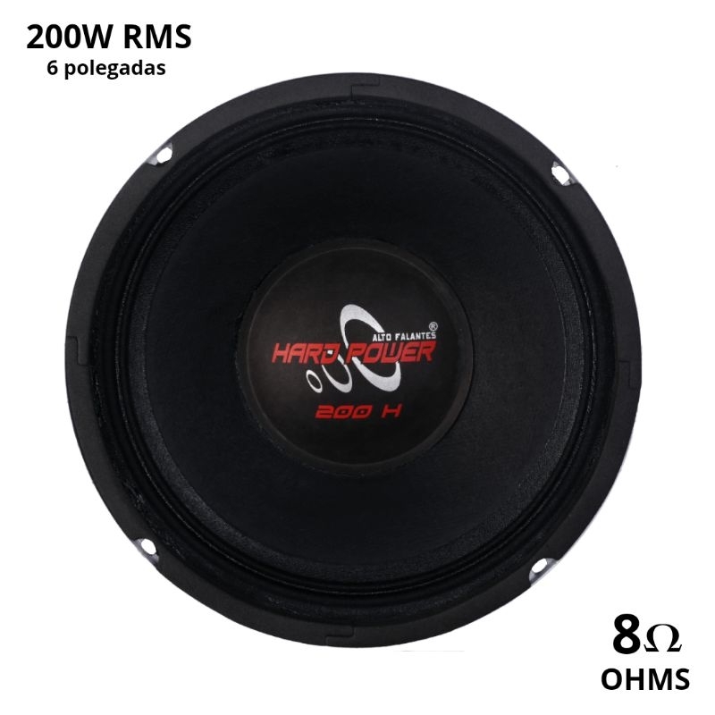 Alto falante Médio Grave de 6 polegadas Hard Power HP 200H 8 ohms | Shopee Brasil