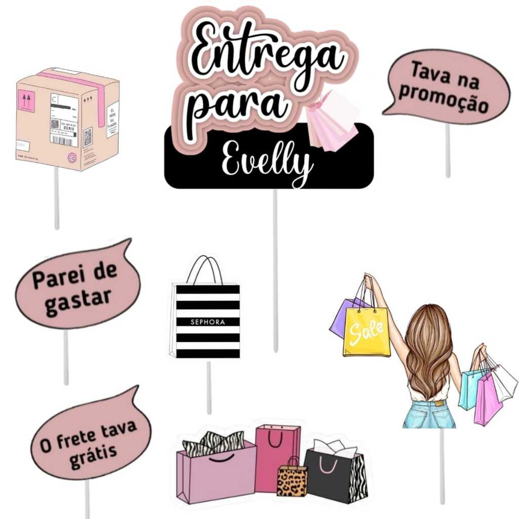 Topo Topper Decoração De Bolo Enfeite Rainha Das Compras | Shopee Brasil