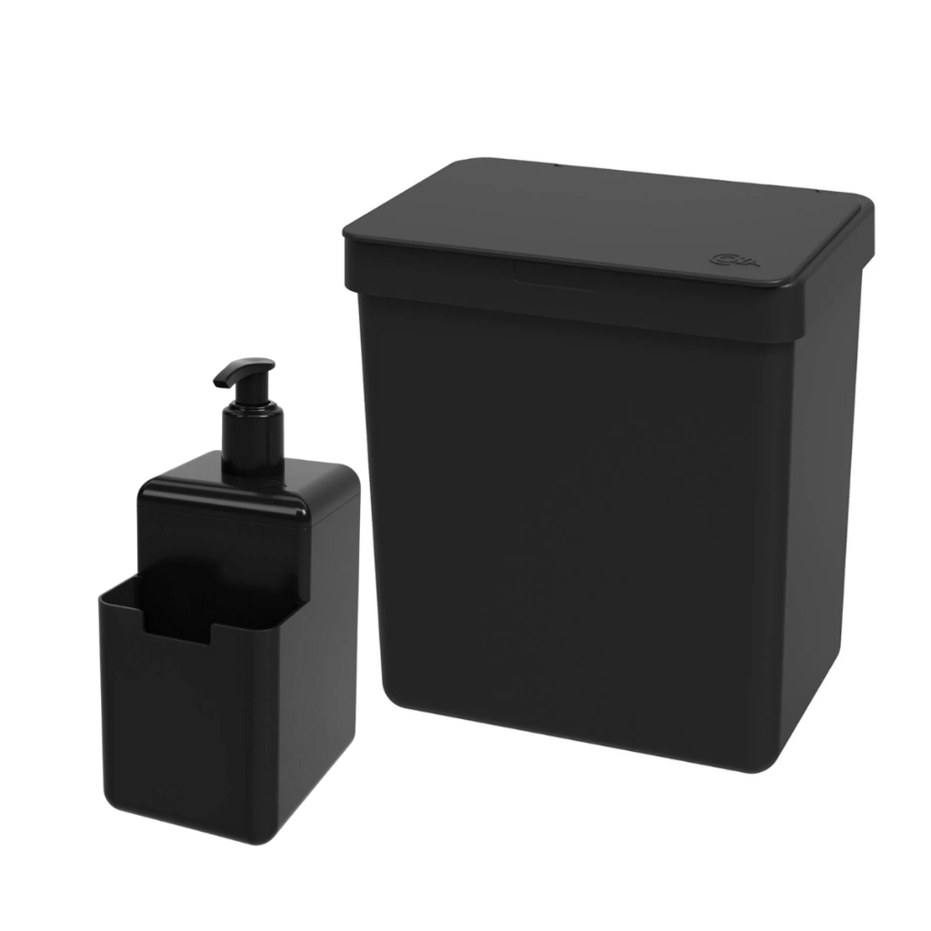 Kit Lixeira 2,5 L + Dispenser de Detergente Single Coza Sobre a Pia ...