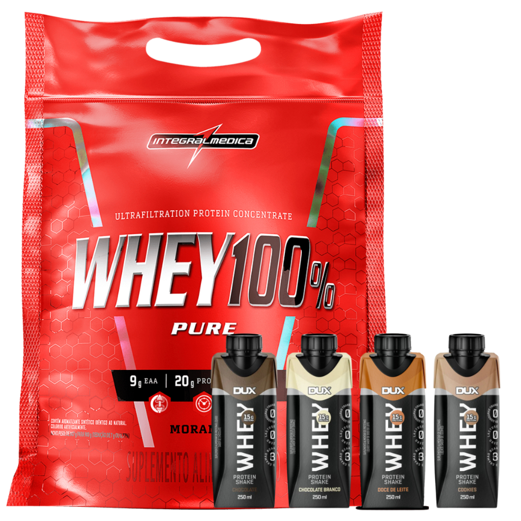 Whey 100% Pure - Whey Protein Concentrado - Refil - Integral + Whey ...