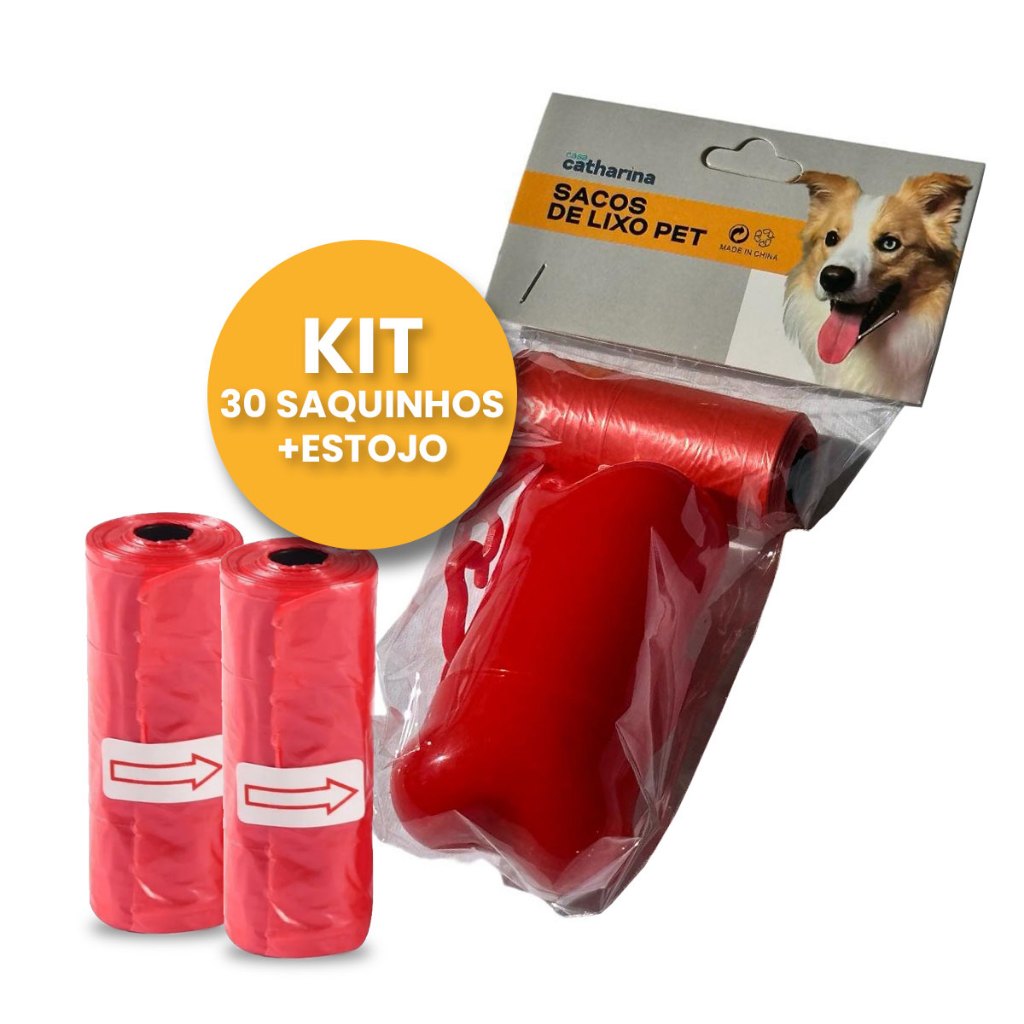 Saquinho cata caca com dispenser ossinho pet cães e gatos 2 refis ...