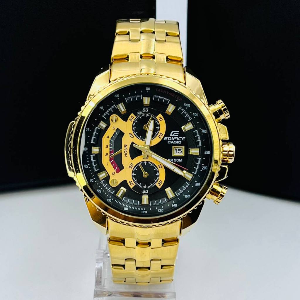 Relógio Casio Edifice Dourado com caixa premium - a prova dagua (100% ...