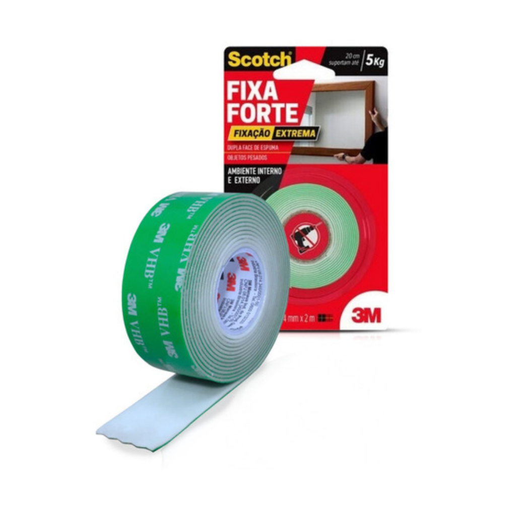 Fita Dupla Face 3M Scotch Fixa Forte Fixação Extrema - 24 mm x 2 m ...