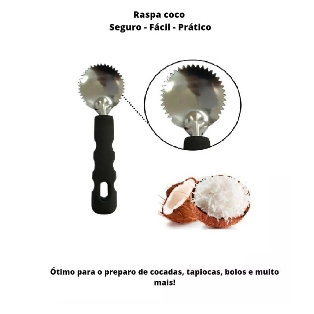 Raspa Coco Raspador Inox Manual De Mão Punho Resistente com Cabo ...