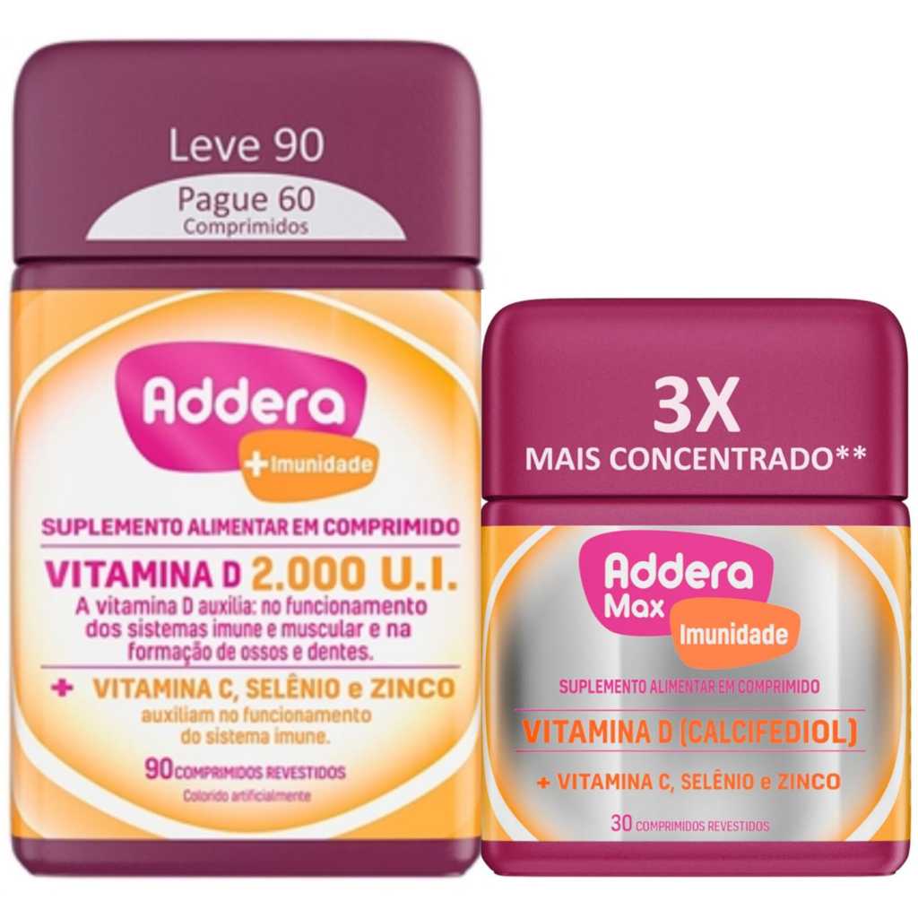 KIT Addera + Imunidade 2.000 U.I. 90 comprimidos + Addera Max Imunidade ...