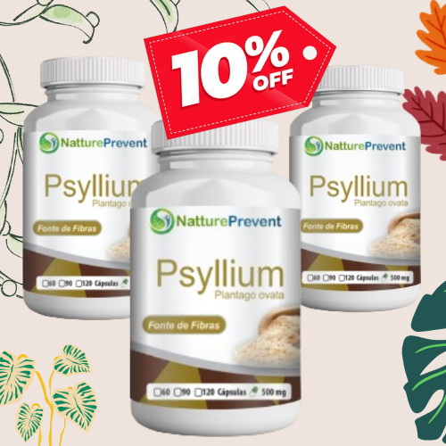 KIT 3x Psyllium Plantago ovata 500mg 60 / 90 / 120 Cápsulas ...