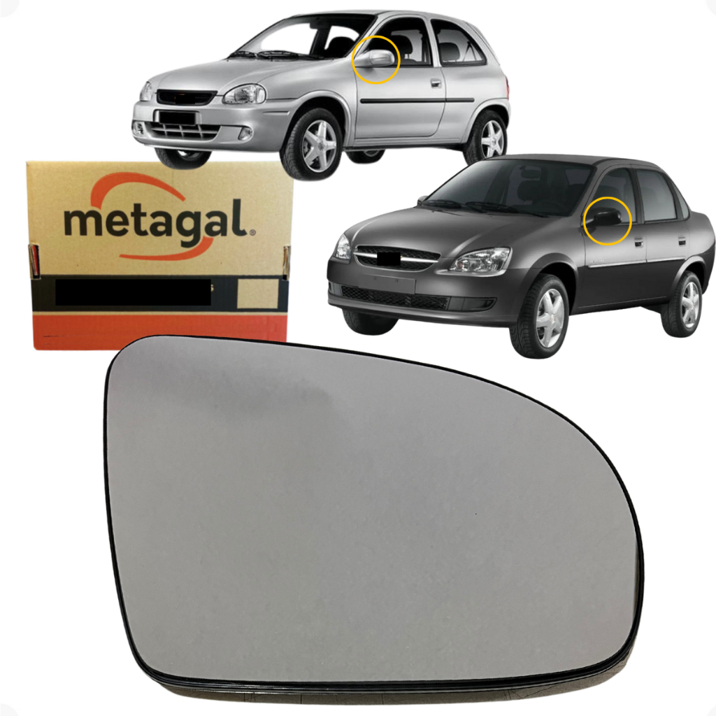 Espelho retrovisor Corsa lente com base lado Direito passageiro 1994 1995 1996 1997 1998 1999 ...