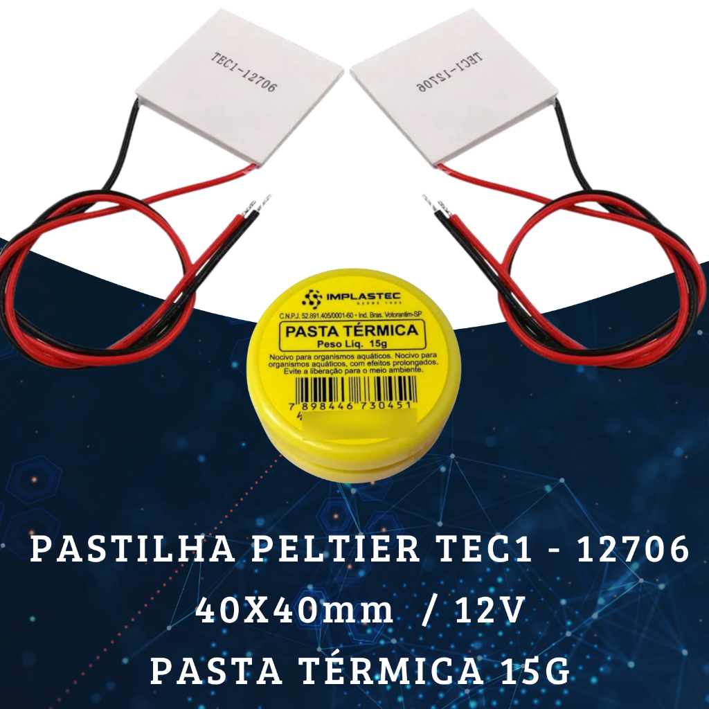 Kit Conjunto com 2 Pastilha Pasta Peltier + 1 Pasta Termica P para ...