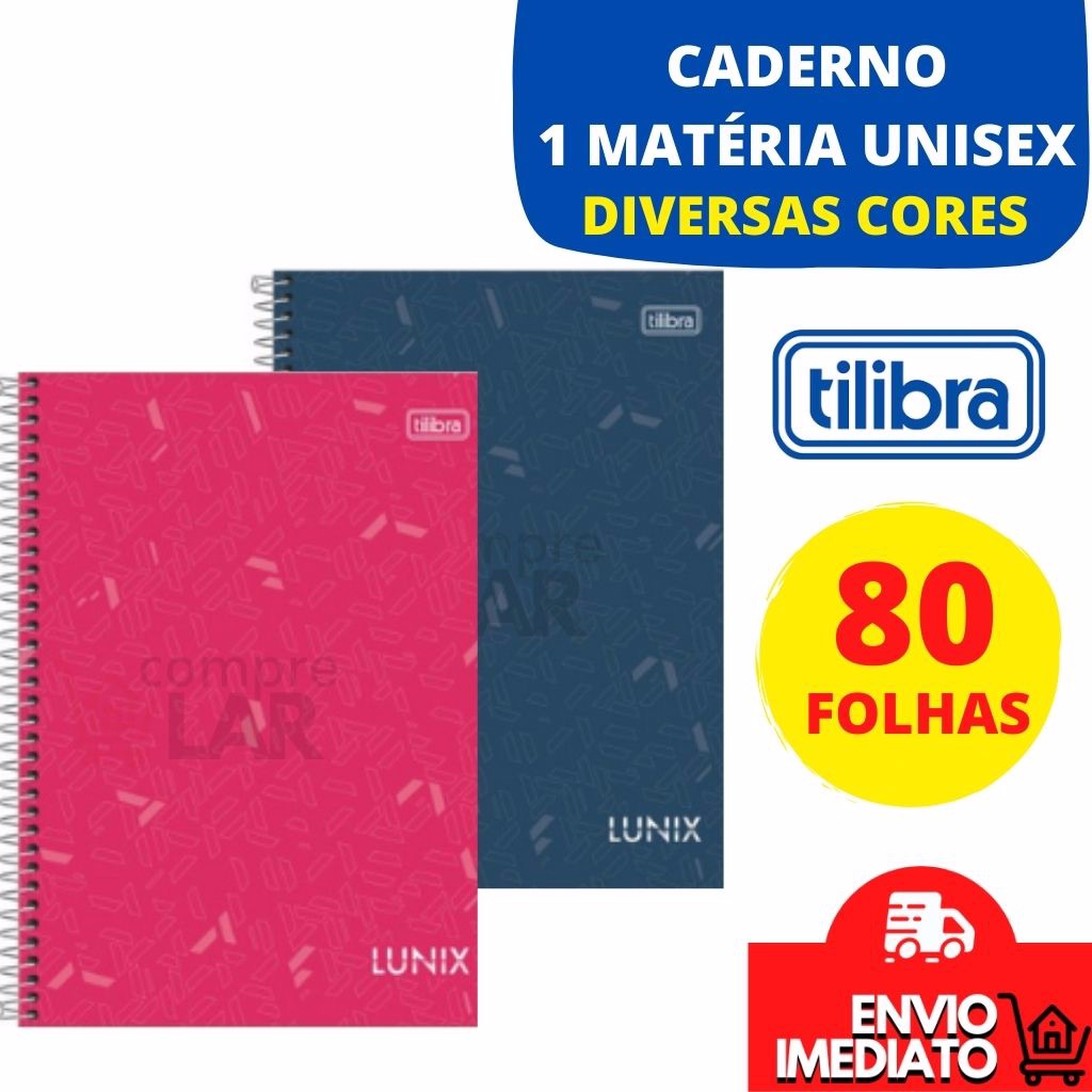 Caderno Lunix 1 Uma Matéria Unissex 80 Folhas Tilibra Diversas Cores ...