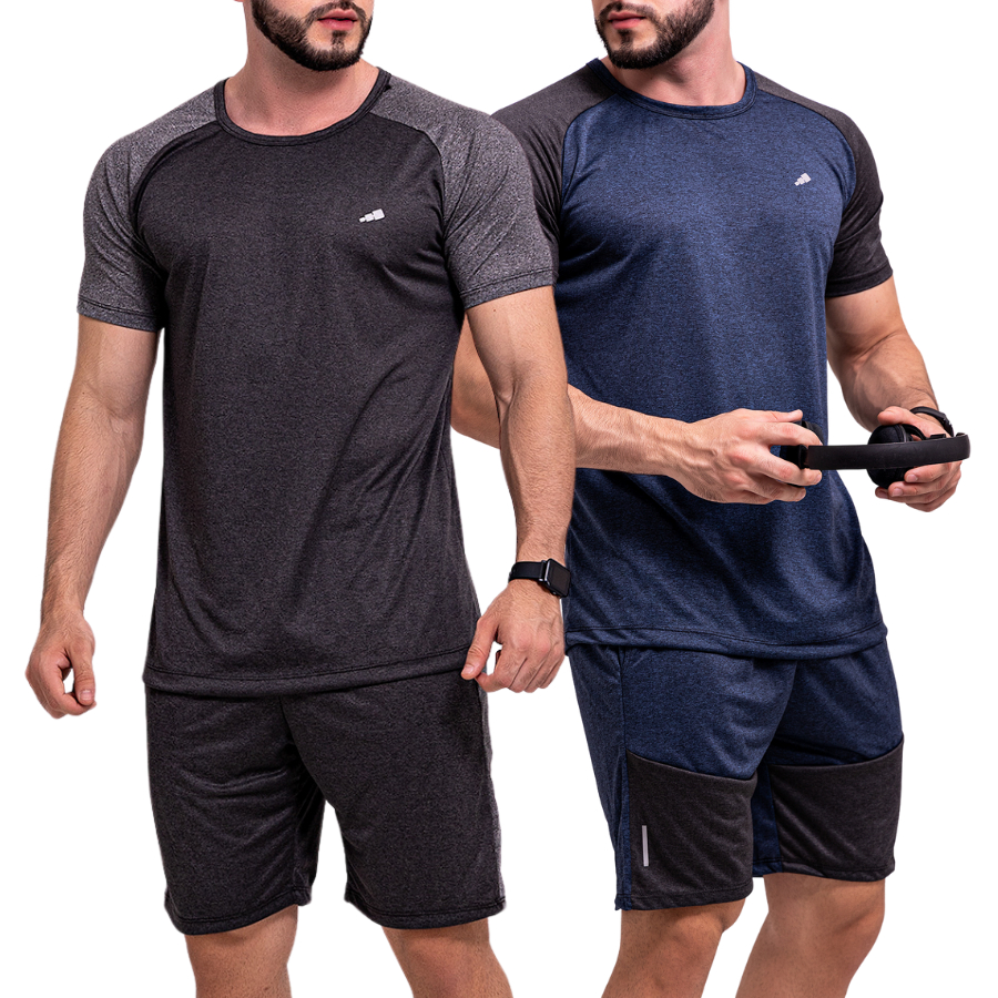 Kit 2 Conjunto Dry Fit Masculino Roupa de Academia Masculina Camiseta ...