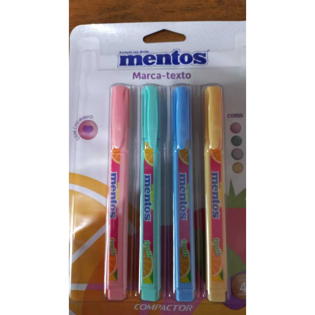 Marca texto Mentos com 4 cores lindas pastel | Shopee Brasil
