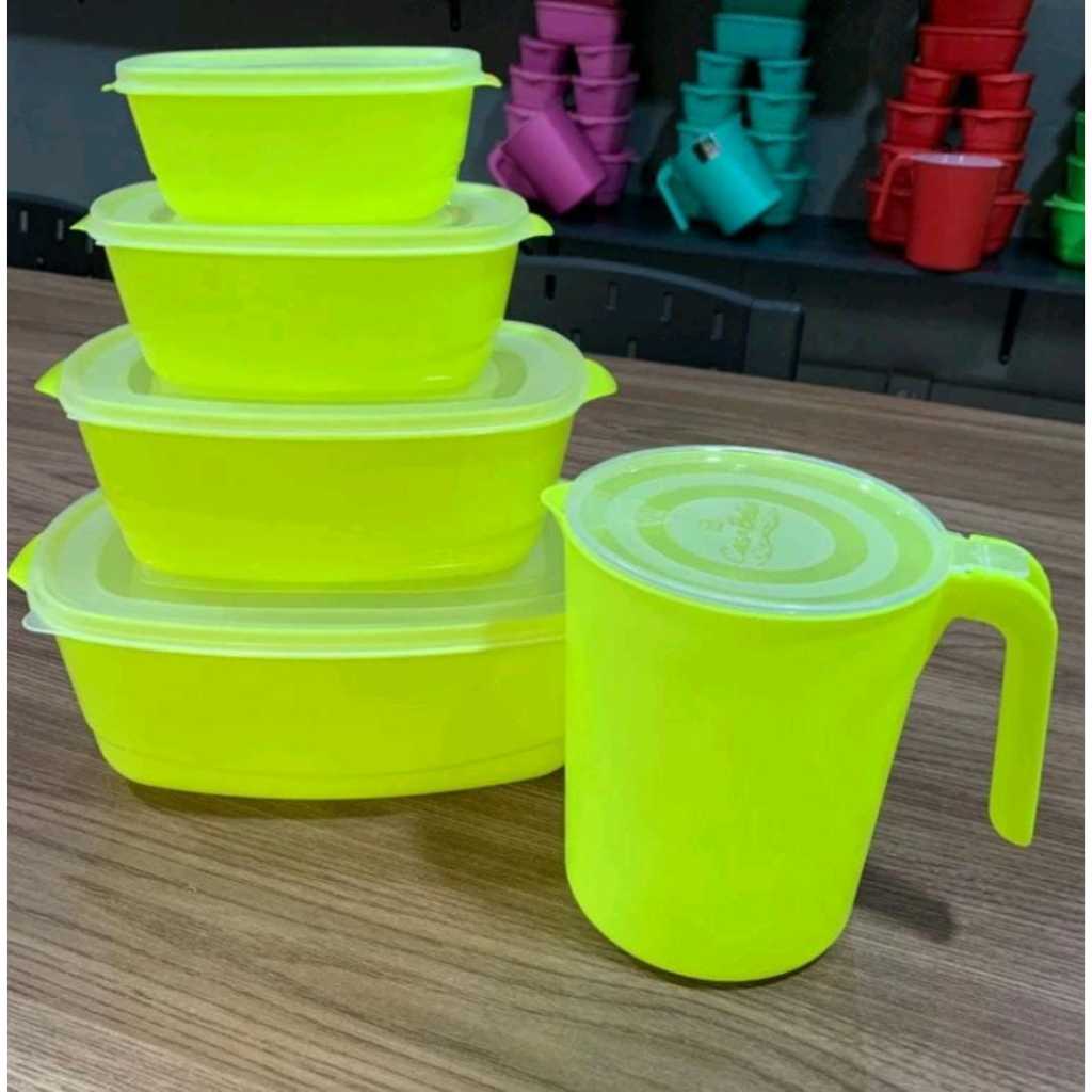 Kit 4 Potes Com Tampa e Jarra Linha Neon | Shopee Brasil