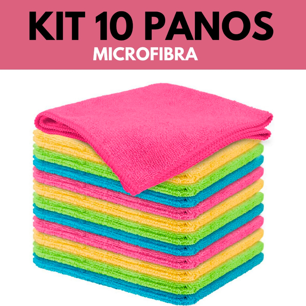 10 Un. Pano Microfibra Grande Pano de Limpeza Multiuso | Shopee Brasil