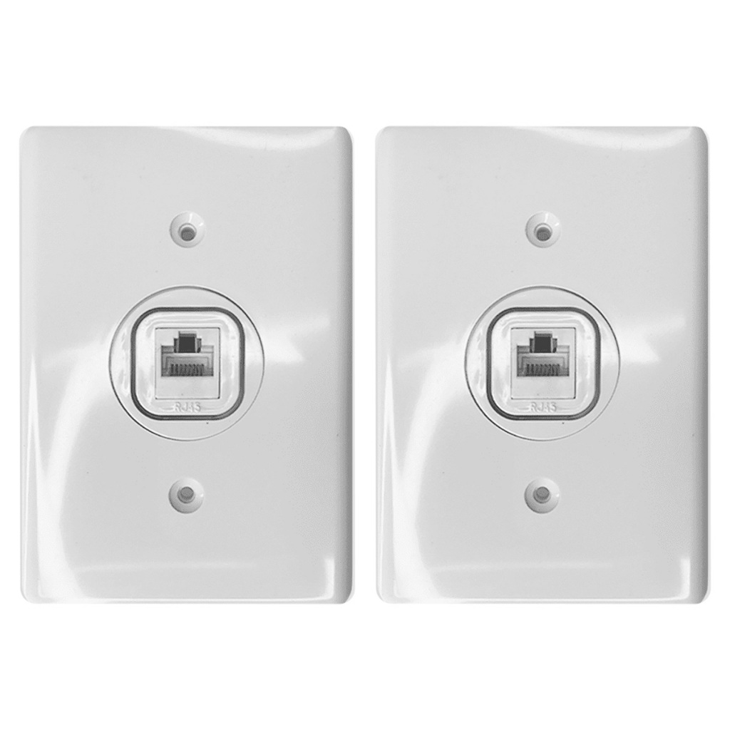 Kit 2 Tomada de Rede RJ45 Keystone embutir 4x2 para cabo de rede ...