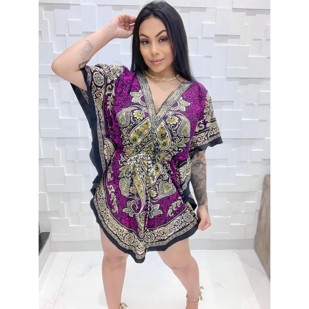 Blusa Bata Kaftan Indiana Feminina Longuete Boho Hippie 289 | Shopee Brasil