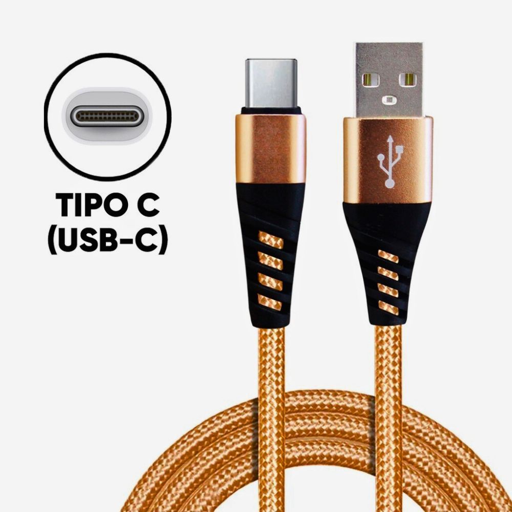 Cabo Tipo C Turbo 1 Metro Premium Revestido com Nylon Usb Ultra Rápido ...