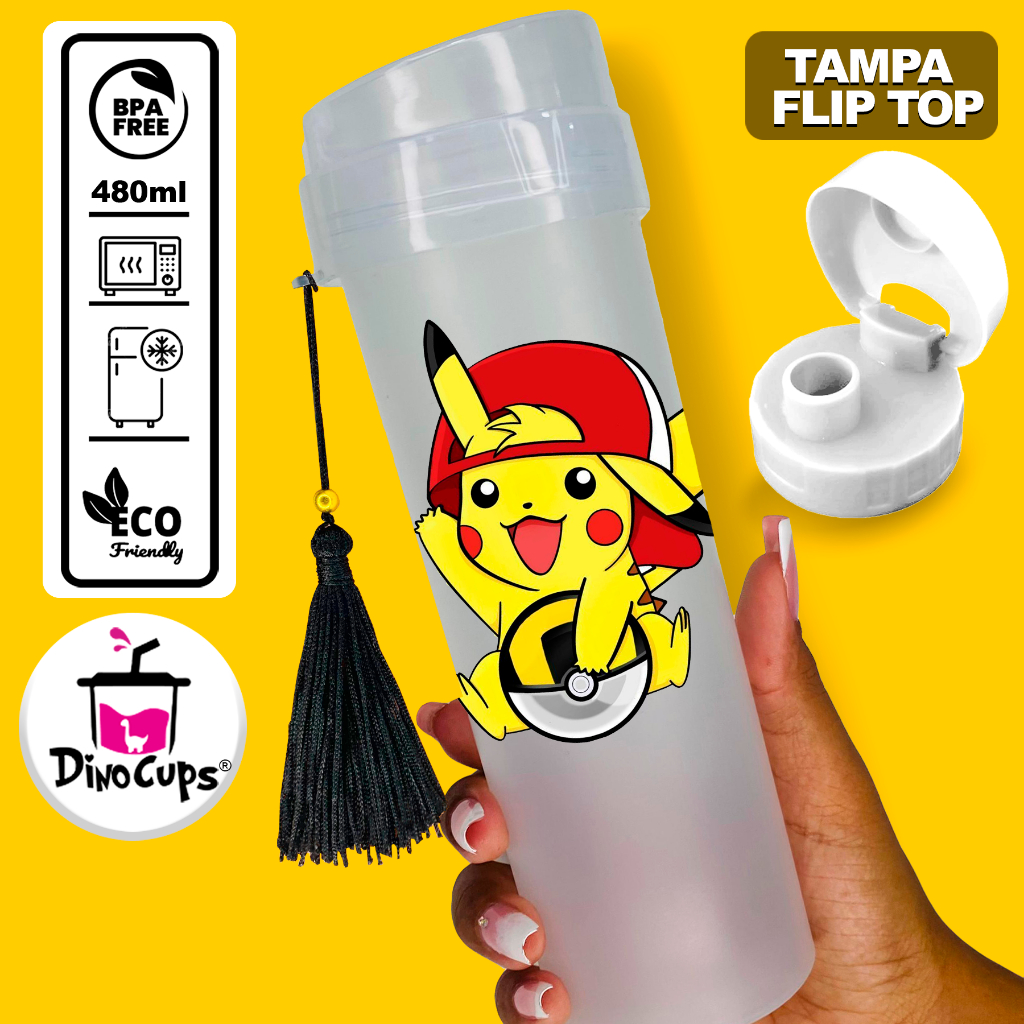 Garrafa Pikachu Descolado Pokemon Fofa Academia 480ml | Shopee Brasil