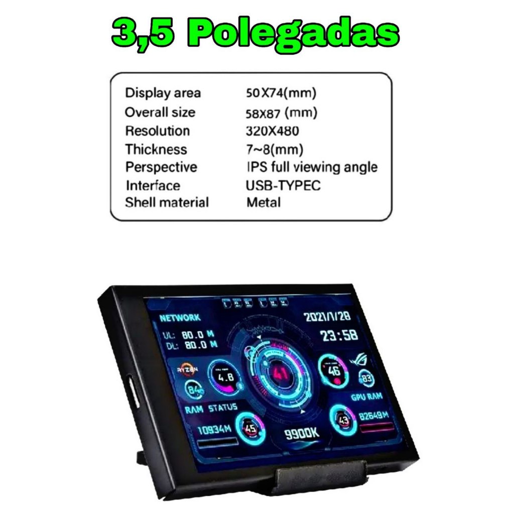 TELA SECUNDÁRIA MONITORAMENTO COMPUTADOR, GPU, CPU, RAM, TEMPERATURA ...