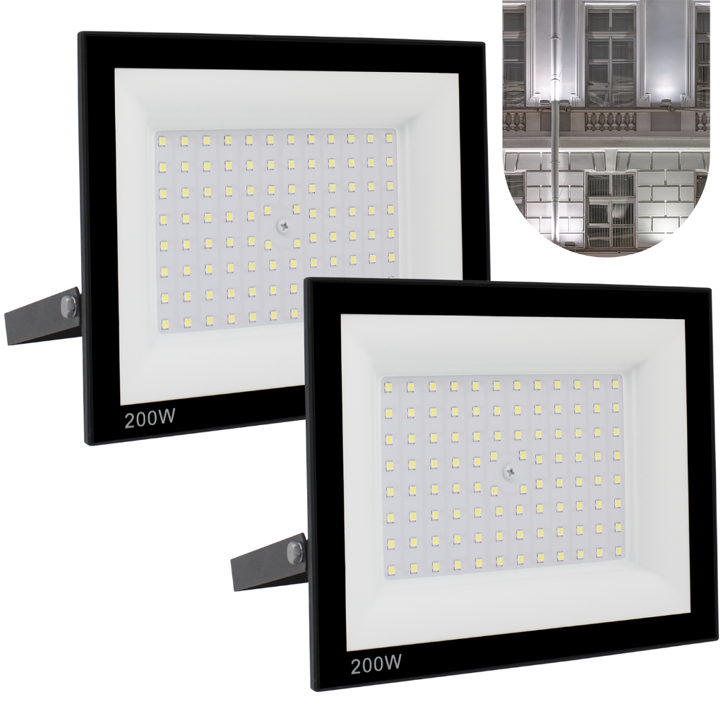 Kit 2 Refletor Led Holofote 200w Ip66 Bivolt Branco Frio | Shopee Brasil