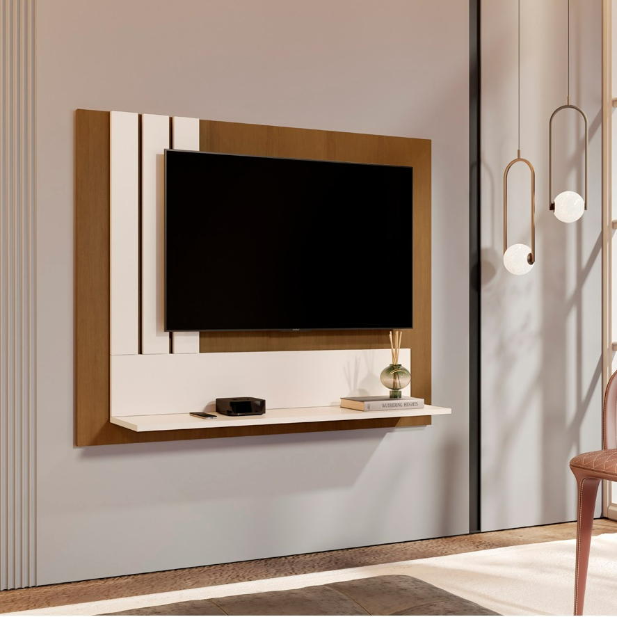 Painel Tv 42 Polegadas Suspenso c/ Nicho Prateleira Resistente - Envio imediato | Shopee Brasil