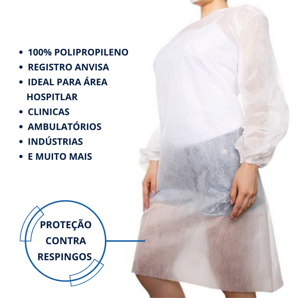 Avental Descartável Hospitalar TNT 35G Manga Longa - Clinica ...