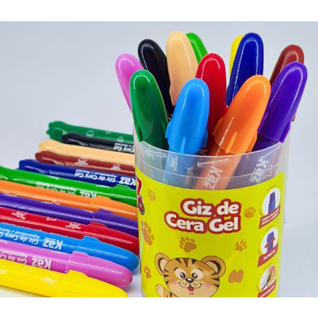 Giz de Cera Gel Retrátil Aquarelável 12 cores Kaz | Shopee Brasil