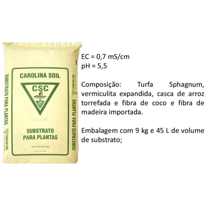 Substrato Carolina Soil Padrão com Casca de Arroz e Vermiculita - 45 ...