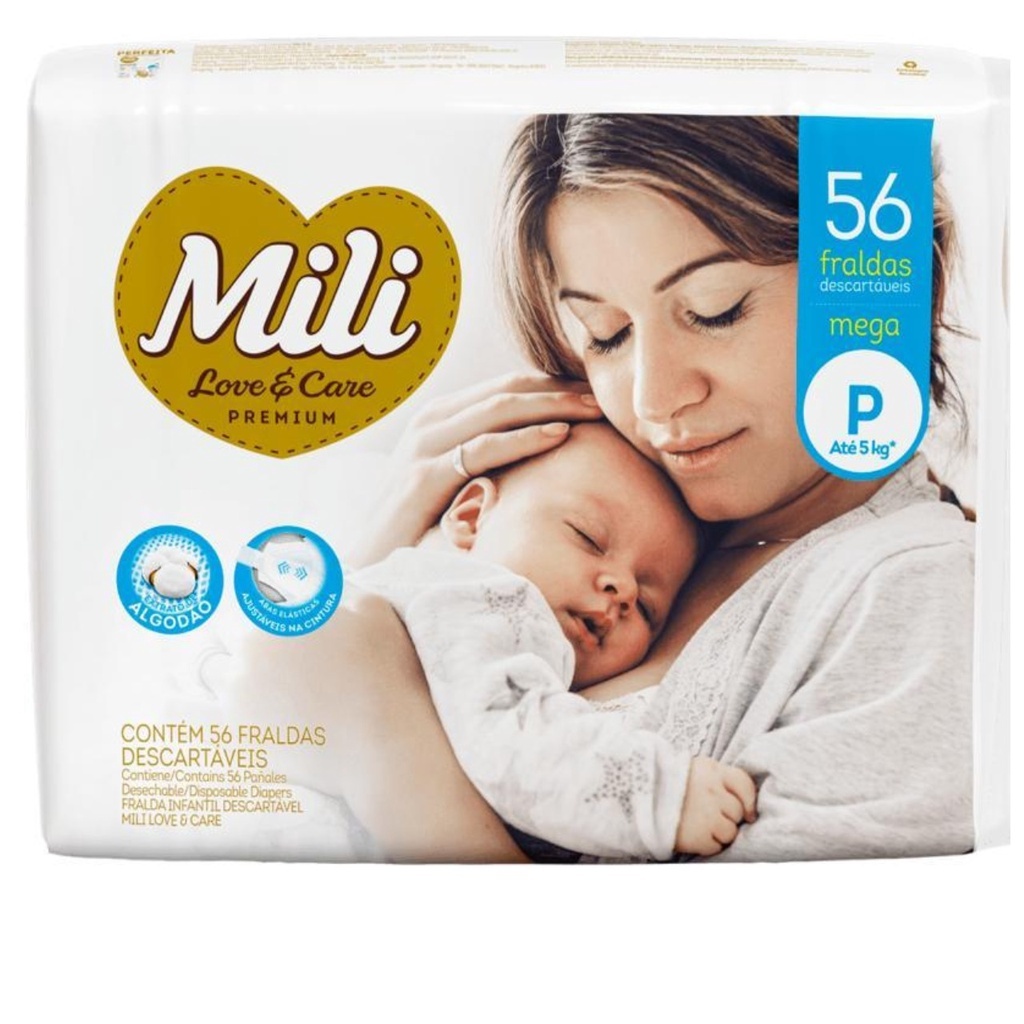fralda descartavel mili love&care premium pacote mega p/m/g/xg/xxg ...