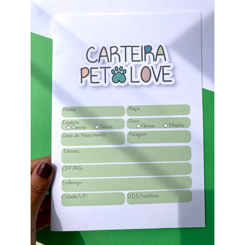 CARTÃO DE VACINA PET / ESCOLHA SUA COR / LOGO DO PET / CARTÃO DE ...